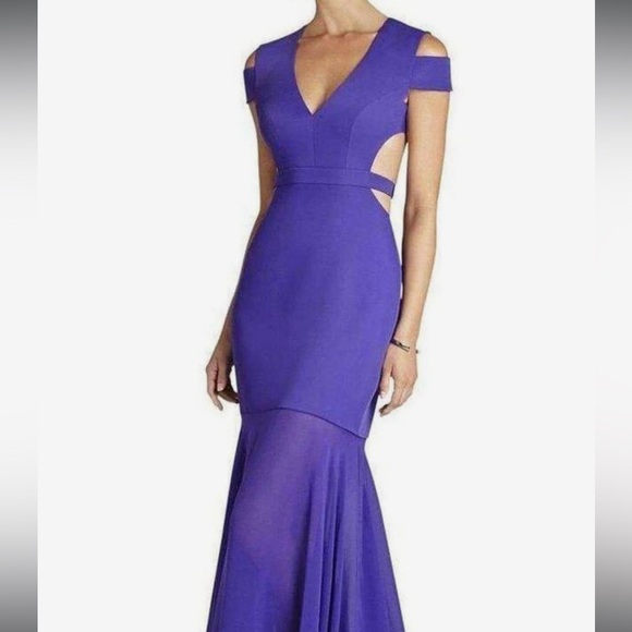 BCBGMaxAzria | Dresses | Bcbgmaxazria Ava Persian Blue Gown Xs Cutout ...